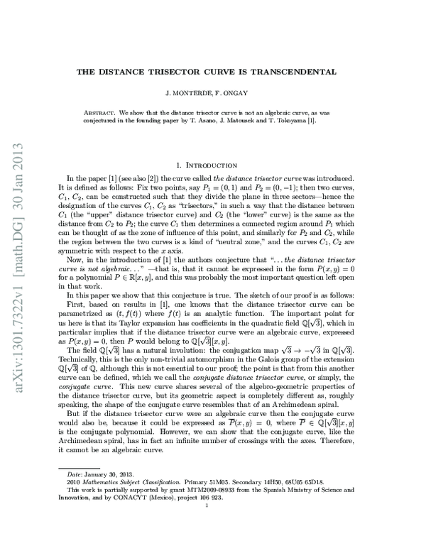 (PDF) The trisector curve is transcendental