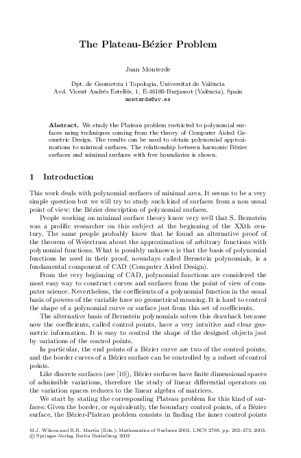 (PDF) The Plateau-Bézier problem