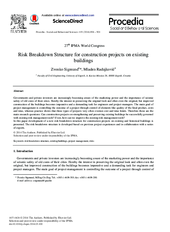 (PDF) Risk Breakdown Structure for Construction Projects
