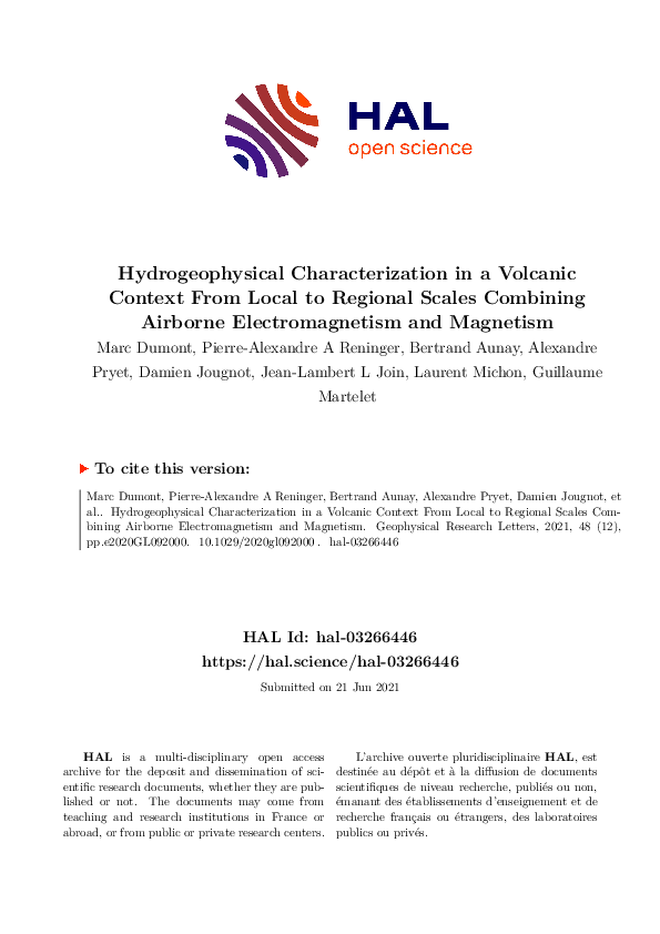(PDF) Hydrogeophysical Characterization in a Volcanic Context From ...