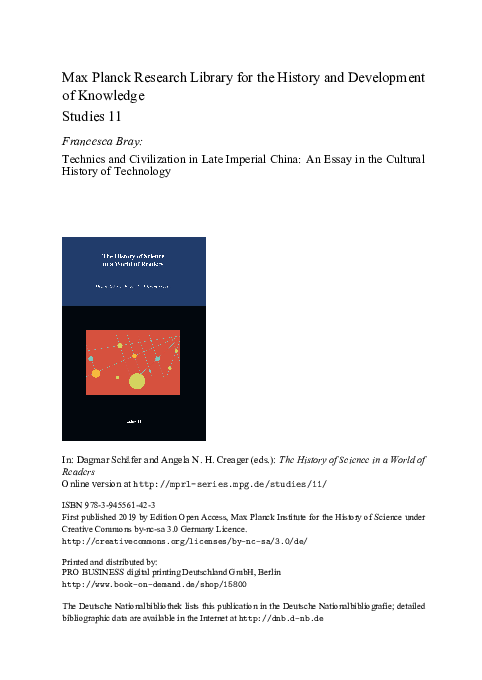 (PDF) Technics and Civilization in Late Imperial China: An Essay in the ...