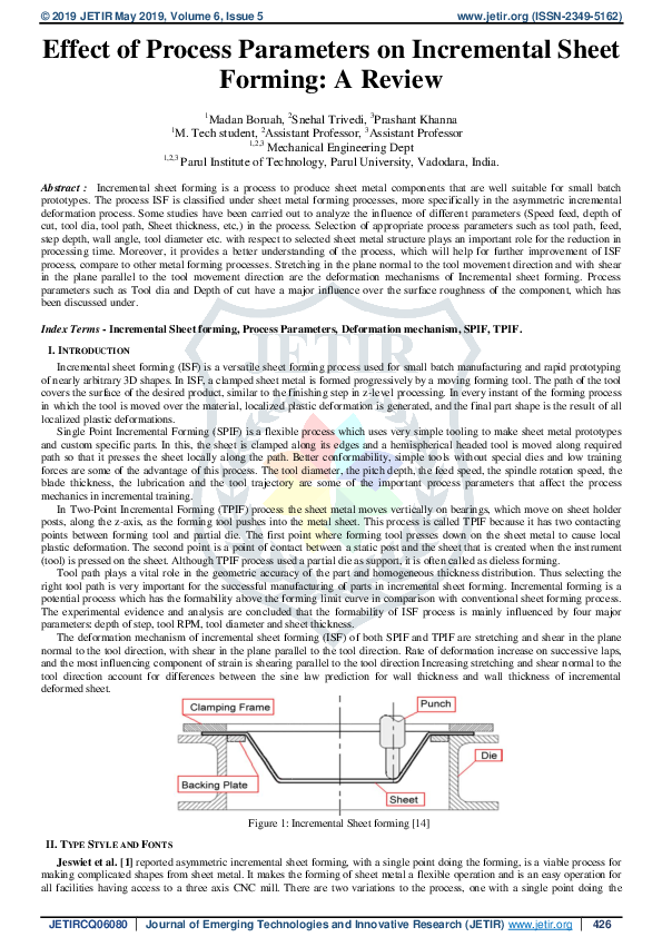 (PDF) Effect of Process Parameters on Incremental Sheet Forming: A Review
