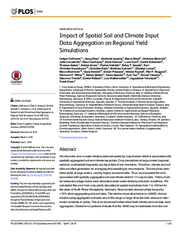 (PDF) Impact of Spatial Soil and Climate Input Data Aggregation on Regional Yield Simulations