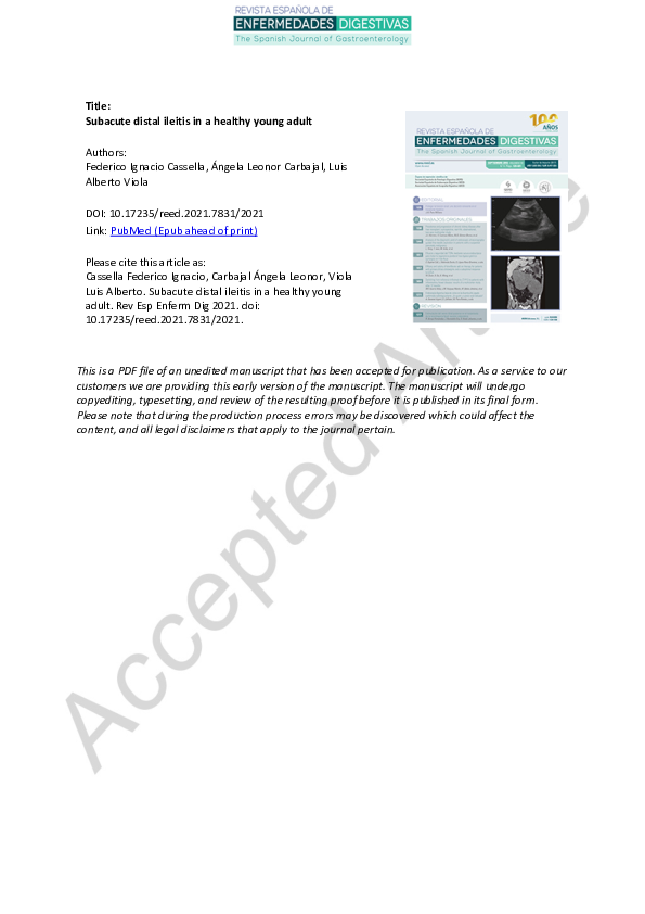 (PDF) Subacute distal ileitis in a healthy young adult | Luis Viola ...