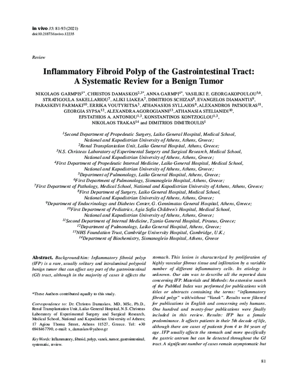 (PDF) Inflammatory Fibroid Polyp of the Gastrointestinal Tract: A ...