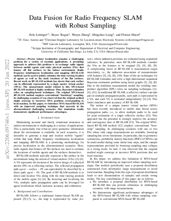 (PDF) Data Fusion for Radio Frequency SLAM with Robust Sampling