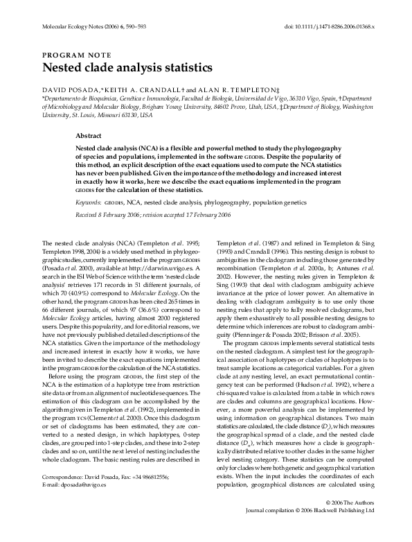 (PDF) Nested clade analysis statistics