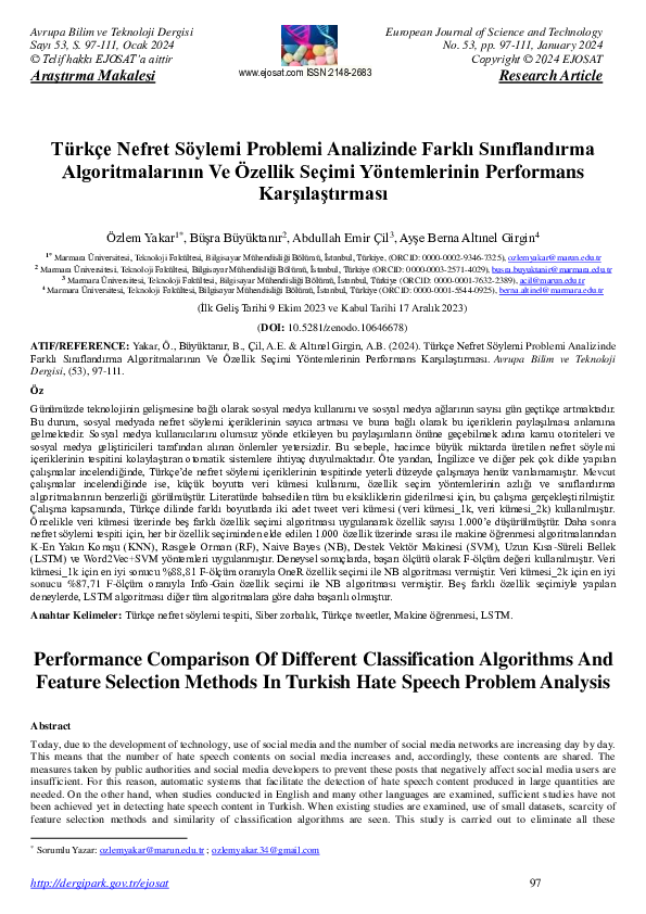 (PDF) Performance Comparison of Different Classification Algorithms and Feature Selection ...