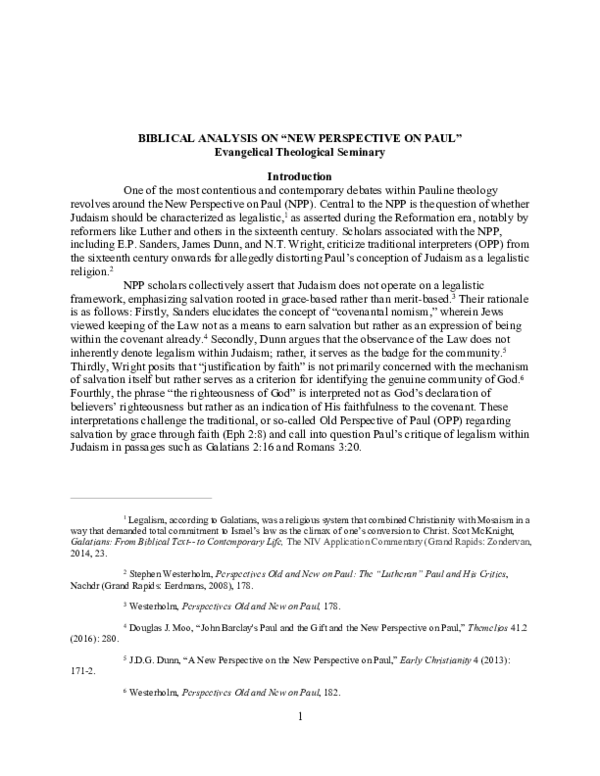 (PDF) BIBLICAL ANALYSIS ON "NEW PERSPECTIVE ON PAUL"