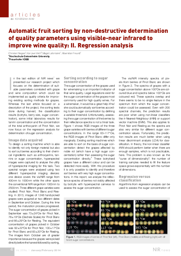 (PDF) Automatic fruit sorting by non-destructive determination of ...