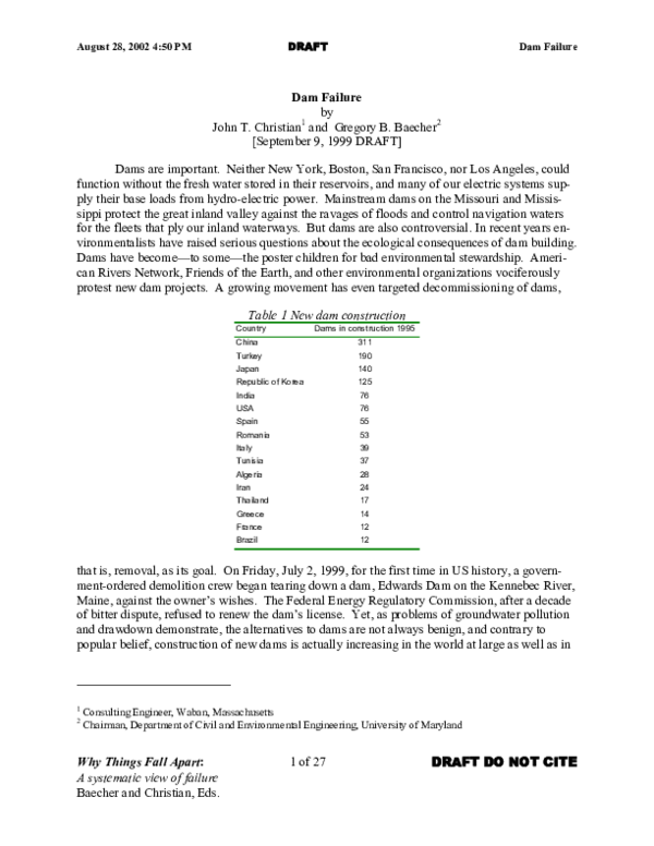 (PDF) Dam Failure by