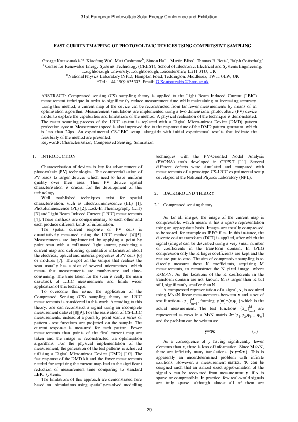(PDF) Fast Current Mapping of Photovoltaic Devices Using Compressive Sampling