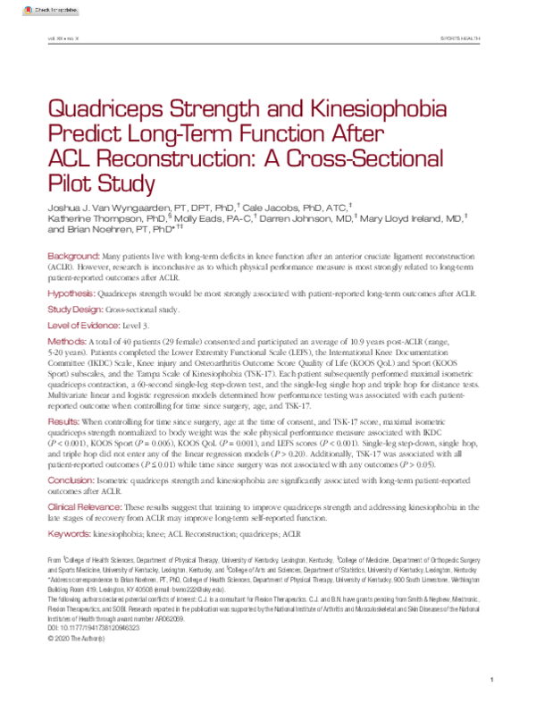 (PDF) Quadriceps Strength and Kinesiophobia Predict Long-Term Function ...