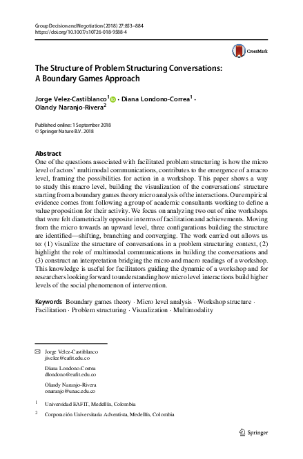 (PDF) The Structure of Problem Structuring Conversations: A Boundary Games Approach