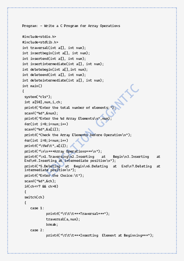 (PDF) C Program for Array Operations: Insert, Delete, Traverse