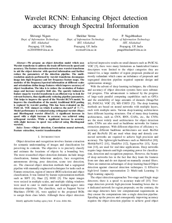 (PDF) Wavelet RCNN: Enhancing Object detection accuracy through Spectral Information