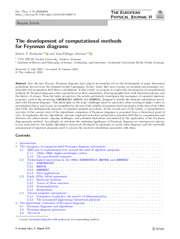 (PDF) The development of computational methods for Feynman diagrams