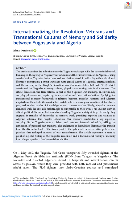 (PDF) Internationalizing the Revolution: Veterans and Transnational ...