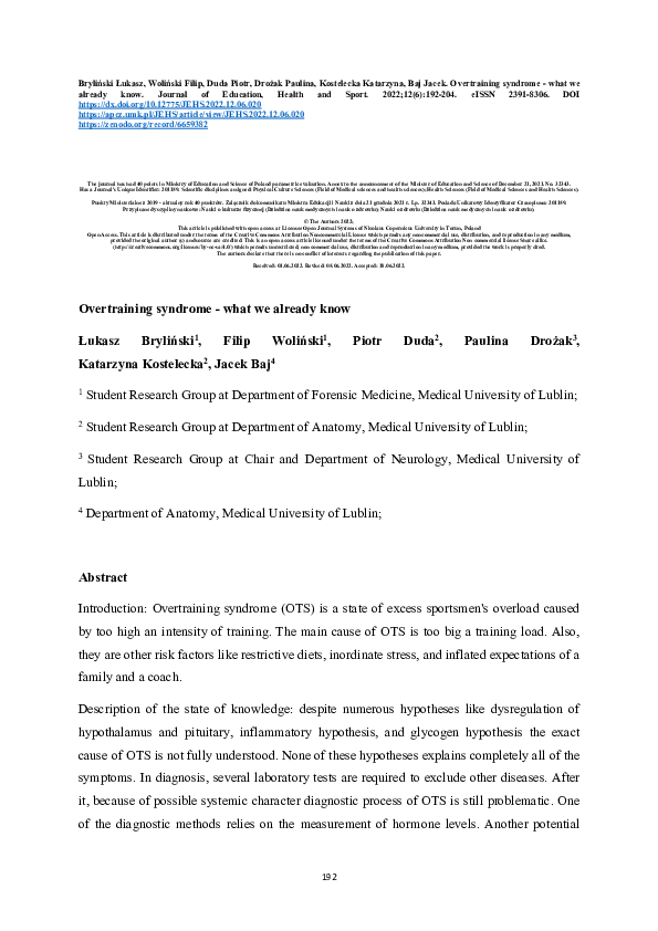 (PDF) Overtraining syndrome - what we already know