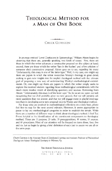 Theological Method for a Man of One Book