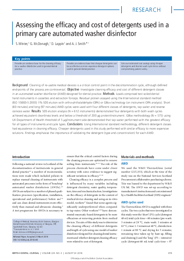 (PDF) Assessing the efficacy and cost of detergents used in a primary ...