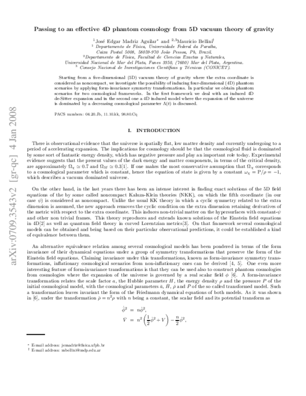 (PDF) Passing to an effective 4D phantom cosmology from 5D vacuum theory of gravity | Mauricio ...