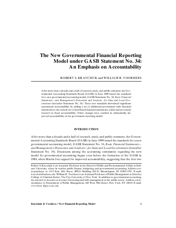 (PDF) The New Governmental Financial Reporting Model under GASB ...