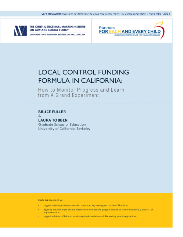 (PDF) Local Control Funding Formula in California: How to Monitor ...