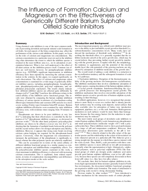 (PDF) The Influence of Formation Calcium and Magnesium on the ...