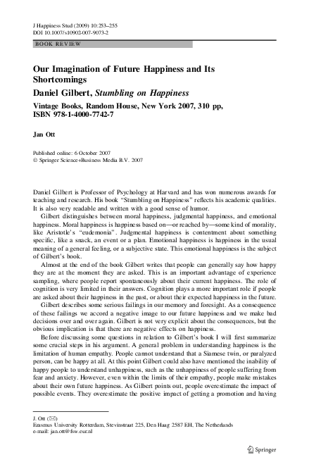 (PDF) Our Imagination of Future Happiness and Its Shortcomings Daniel ...