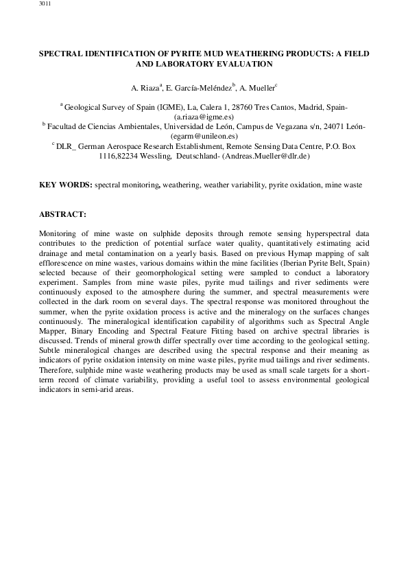 (PDF) Spectral identification of pyrite mud weathering products: a ...