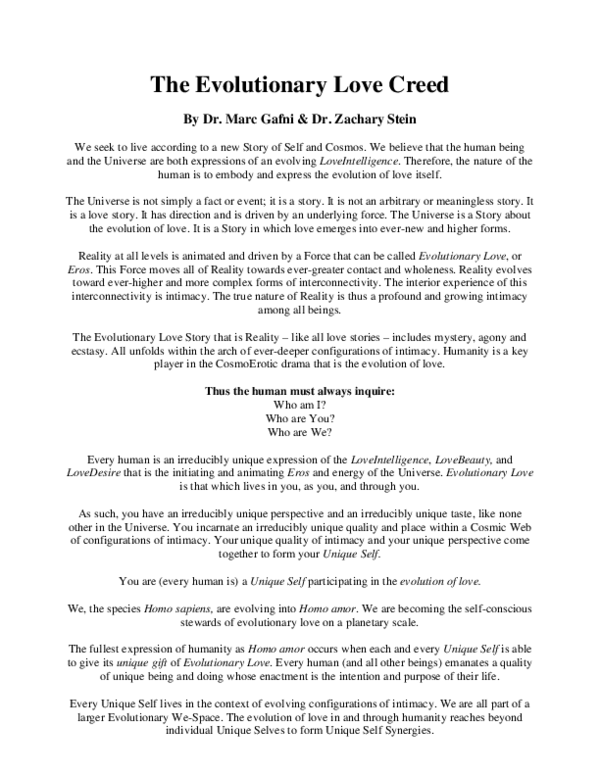 (PDF) The Evolutionary Love Creed