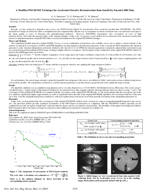 (PDF) A Modified POCSENSE Technique for Accelerated Iterative Reconstruction from Sensitivity ...
