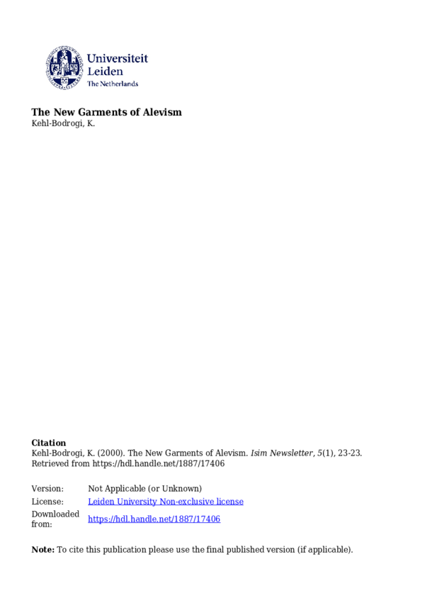 (PDF) The New Garments of Alevism