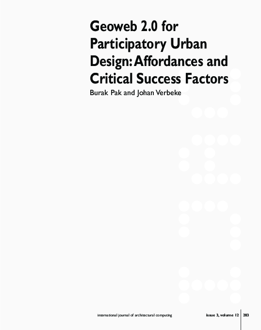 (PDF) Geoweb 2.0 for Participatory Urban Design: Affordances and ...