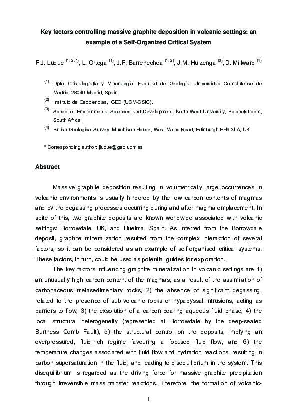 (PDF) Key factors controlling massive graphite deposition in volcanic ...