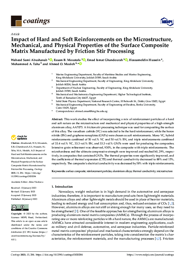(PDF) Impact of Hard and Soft Reinforcements on the Microstructure, Mechanical, and Physical ...