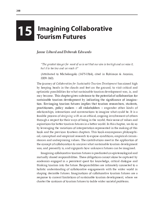 (PDF) Imagining Collaborative Tourism Futures | Janne Liburd - Academia.edu