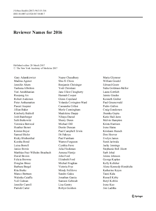 (PDF) Reviewer Names for 2016 | Ricky Bluthenthal - Academia.edu