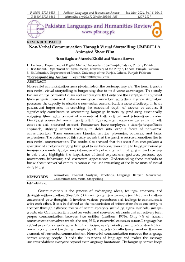 (PDF) Non-Verbal Communication Through Visual Storytelling: UMBRELLA ...