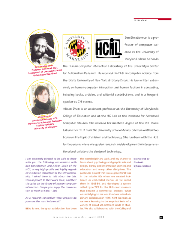 (PDF) Interview: Ben Shneiderman and Allison Druin