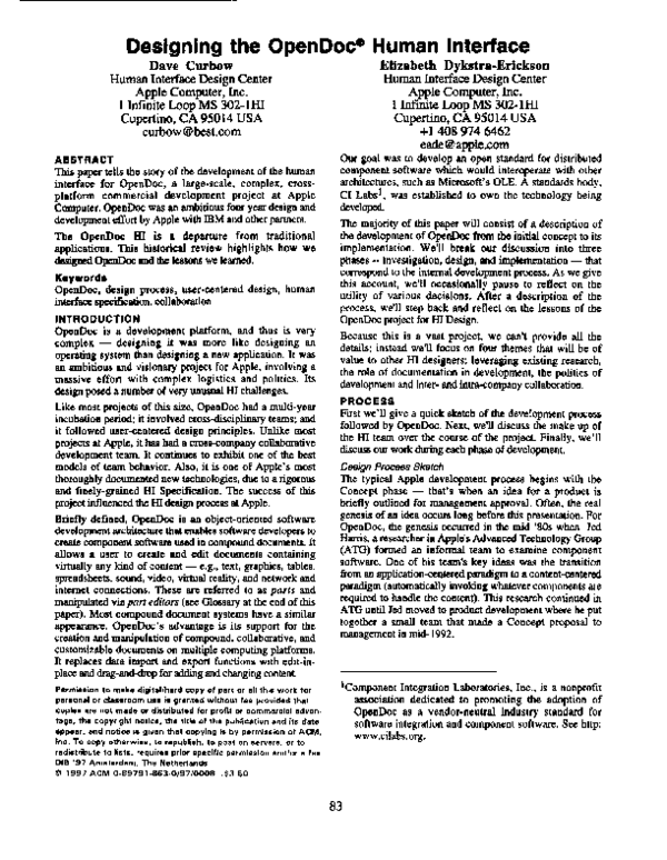 (PDF) Designing the OpenDoc human interface