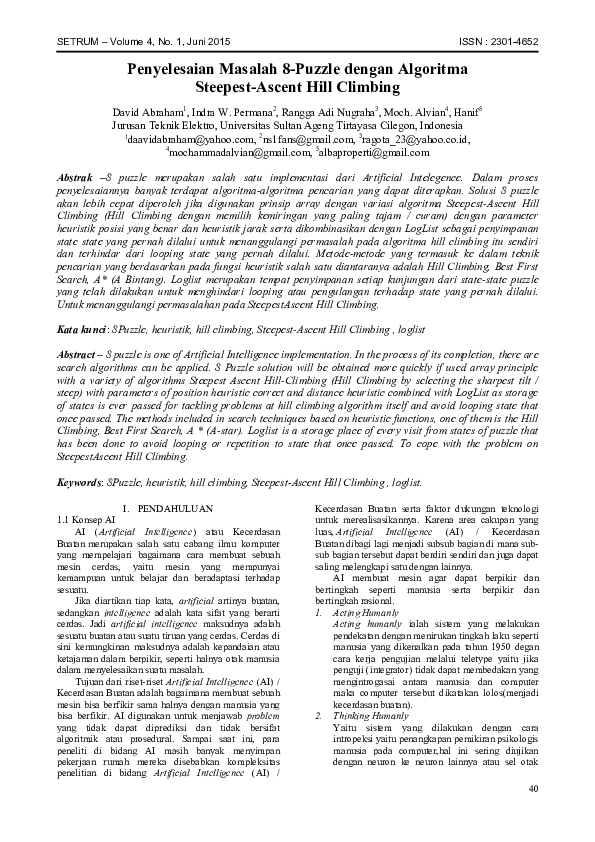 Penyelesaian Masalah 8-Puzzle dengan Algoritma Steepest-Ascent Hill ...