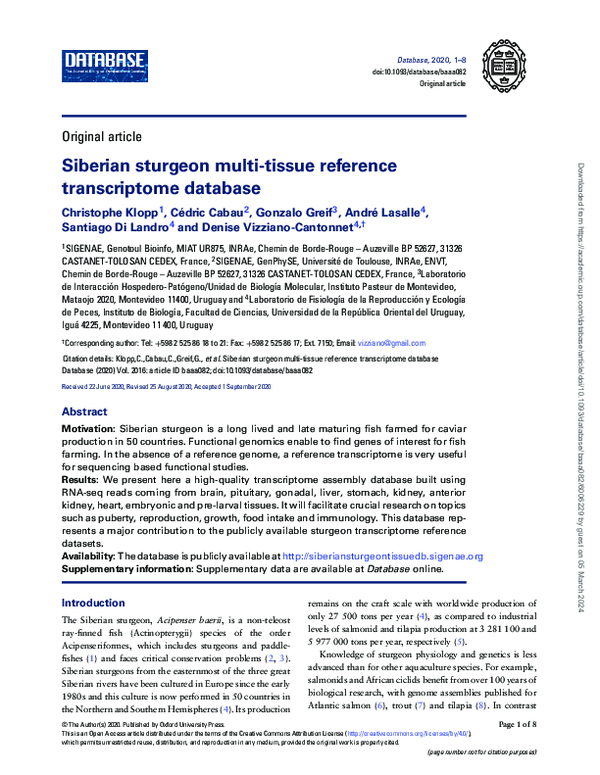(PDF) Siberian sturgeon multi-tissue reference transcriptome database ...