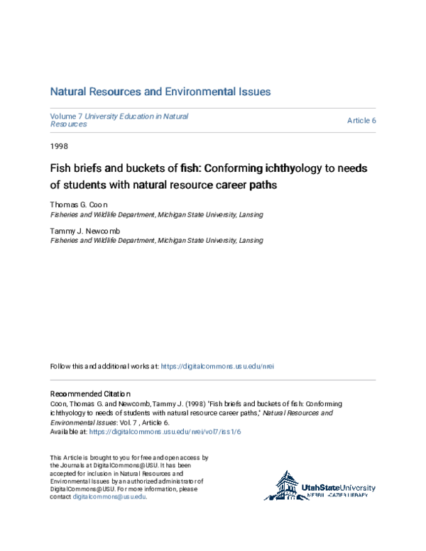 (PDF) Fish briefs and buckets of fish: Conforming ichthyology to needs ...