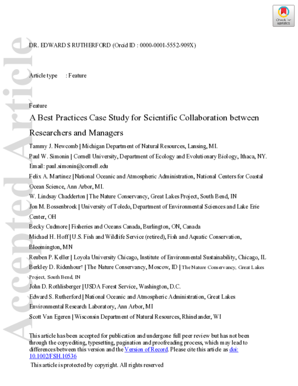 (PDF) A Best Practices Case Study for Scientific Collaboration between Researchers and Managers