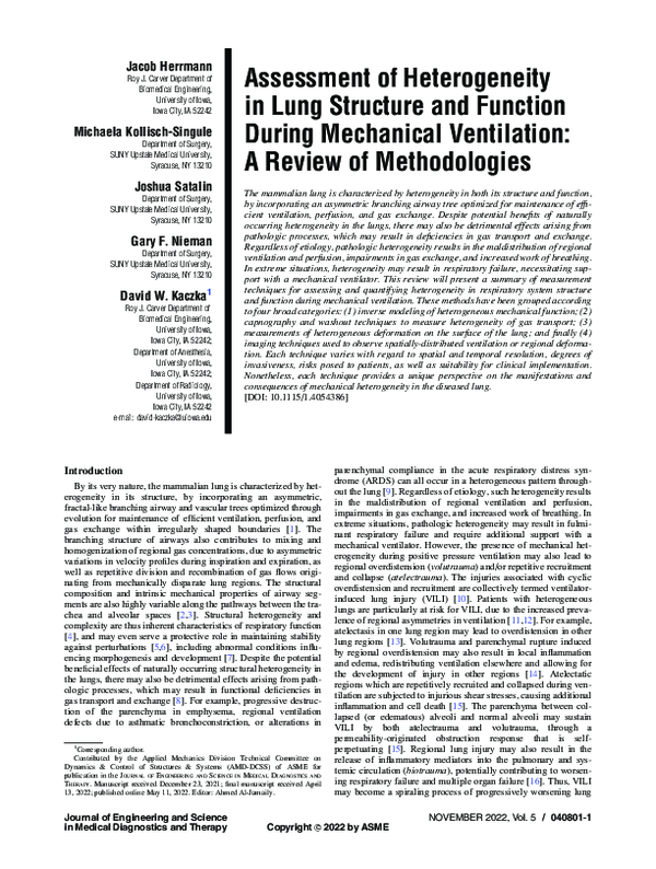 (PDF) Assessment of Heterogeneity in Lung Structure and Function During ...