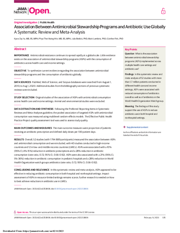 (PDF) Association Between Antimicrobial Stewardship Programs and ...