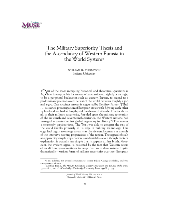 (PDF) The Military Superiority Thesis and the Ascendancy of Western ...
