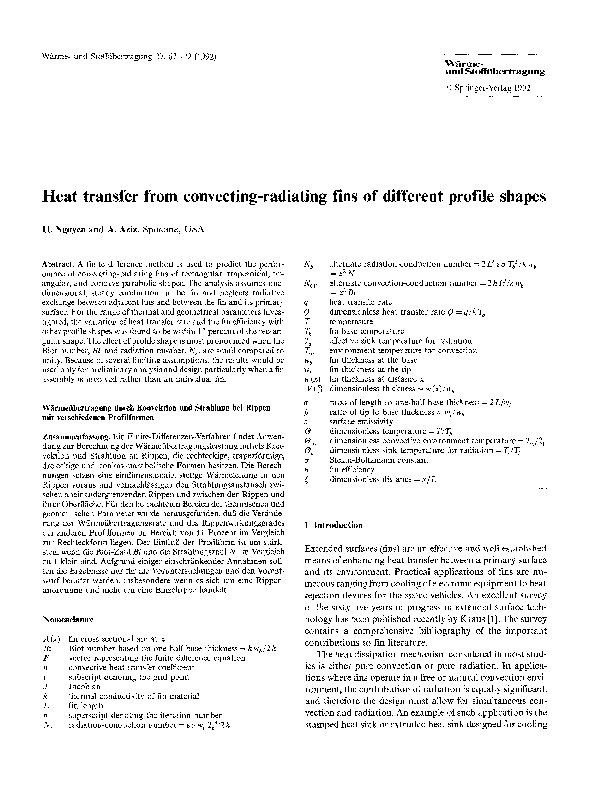 (PDF) Heat transfer from convecting-radiating fins of different profile ...
